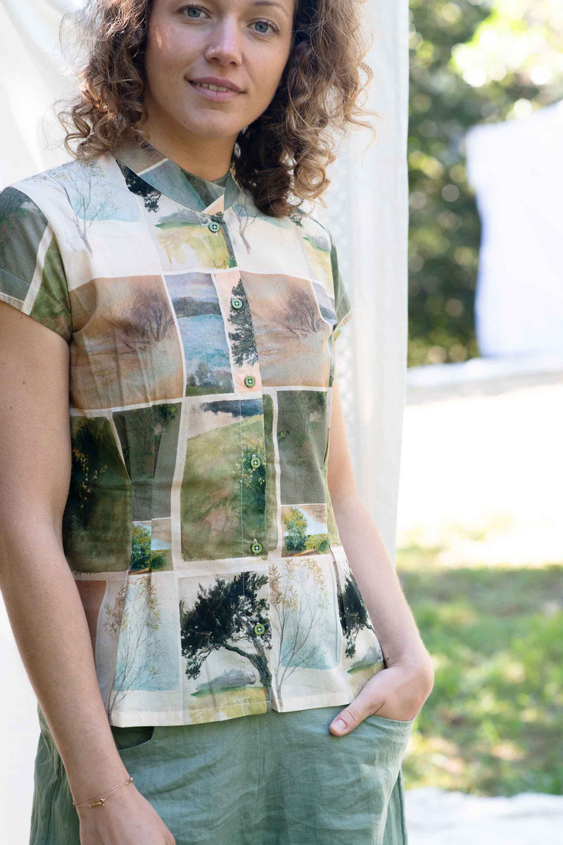 Nature Studies Audrey Top with Digital Print Design