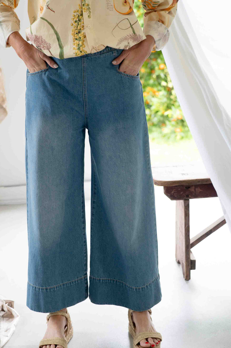 Denim Ollie Pant in Organic Cotton with Side Zip