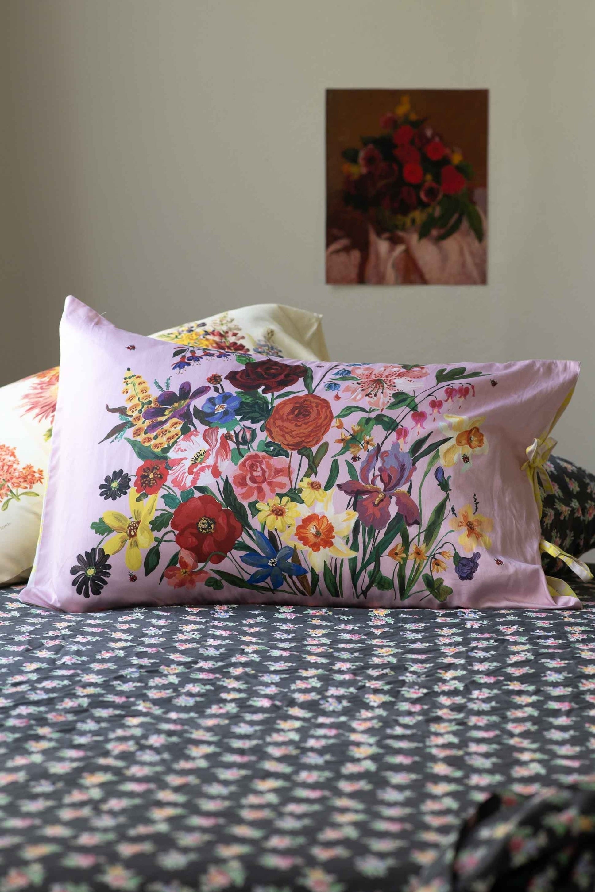Rainbow Floral Pink pillowcase set *organic cotton – Lazybones Australia